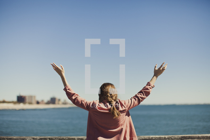Stock Photo - Woman with hands raised in worship and praise... by Shaun ...